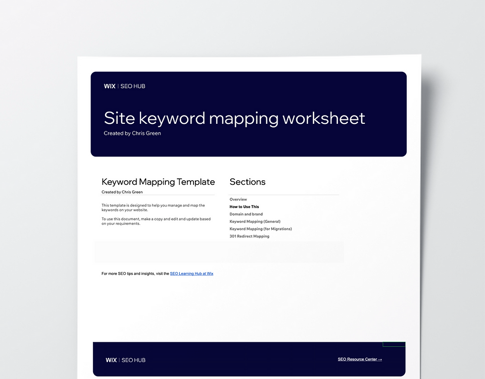 Site keyword mapping worksheet | Wix Studio SEO Hub Site keyword mapping worksheet | Wix Studio SEO Hub